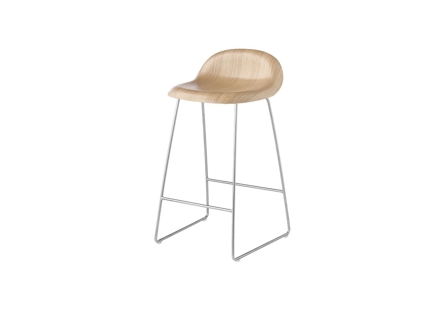 GUBI 3D Counter Stool - Un-Upholstered, Sledge base, Wood Shell